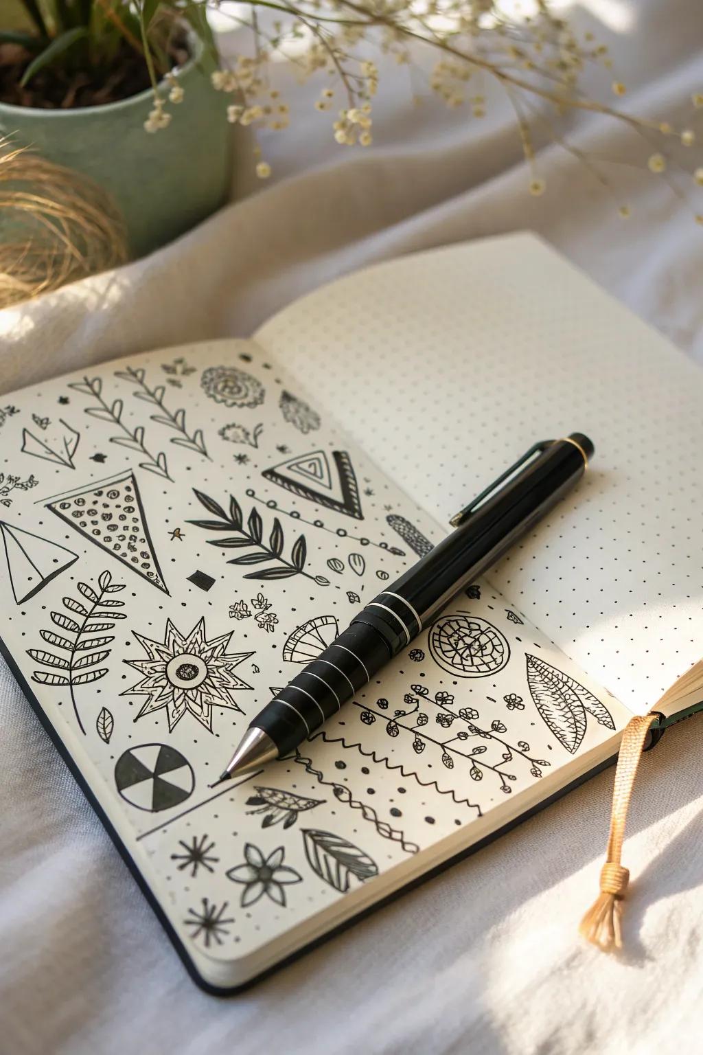 Exploring Different Styles of Pen Doodles - Pines & Paint