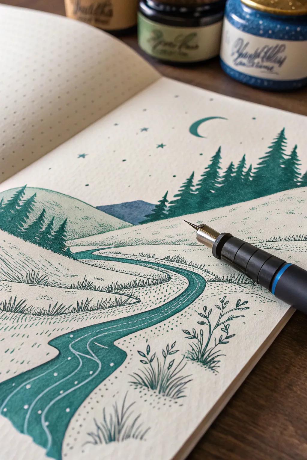 Exploring Different Styles of Pen Doodles - Pines & Paint